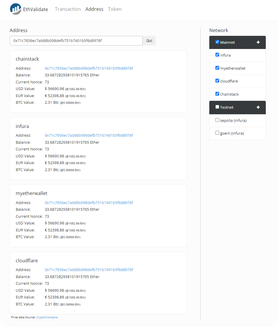 Etherscan Information Center | Validate balances and transactions with other nodes