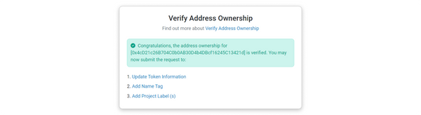 Etherscan Information Center | How to Verify Contract Address Ownership