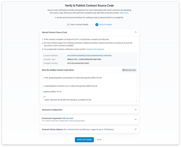 Etherscan Information Center Verifying Contracts