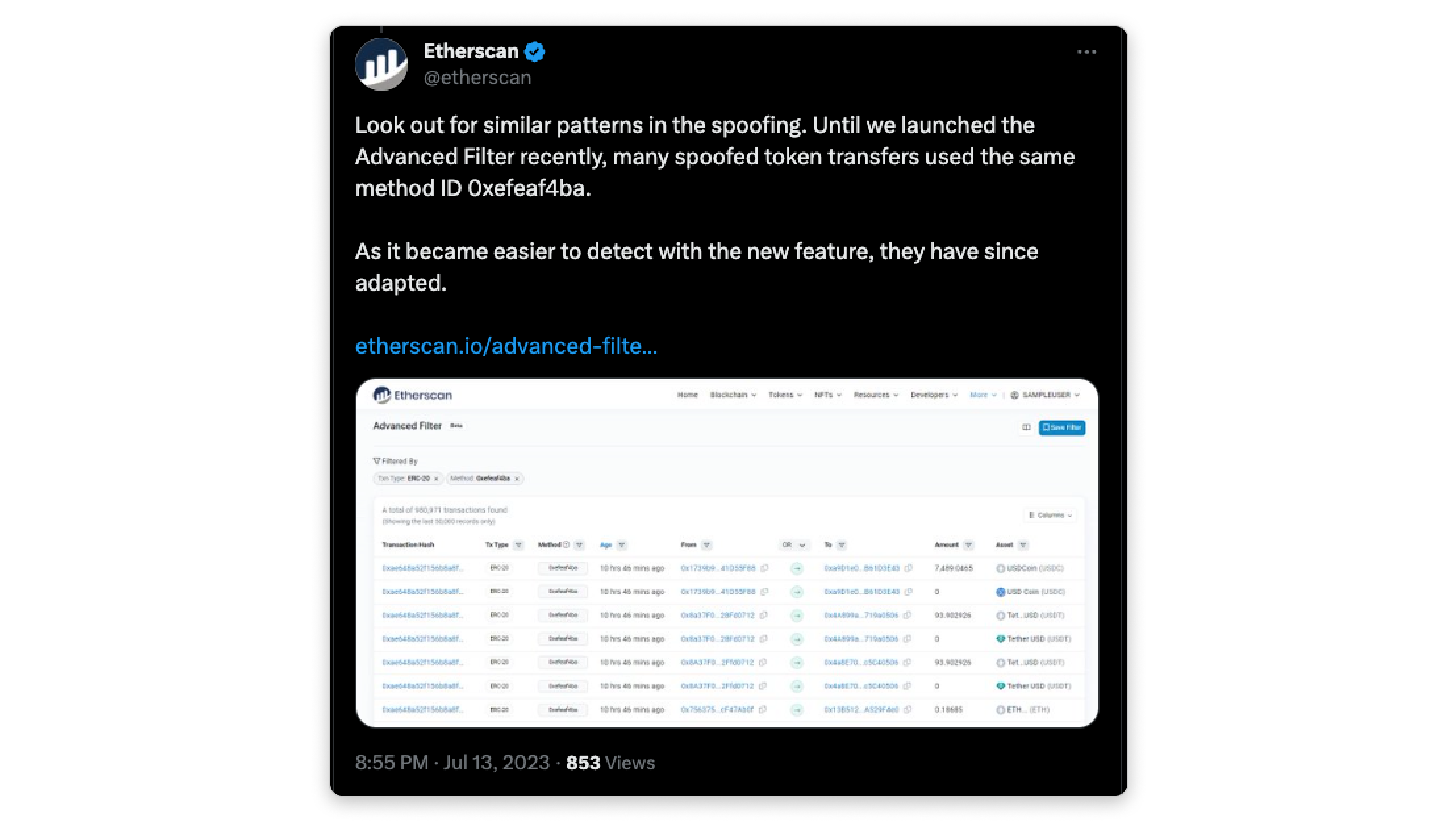 Etherscan Information Center | Address Poisoning Attacks